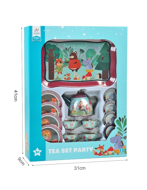 Set de fiesta de té animales del bosque Toy Town juego de rol para niños 6